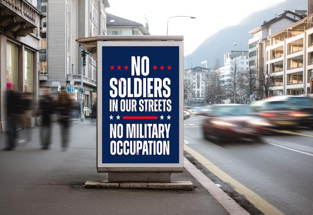 No Soldiers in Our Streets Sign, Military Occupation Protest Poster ...