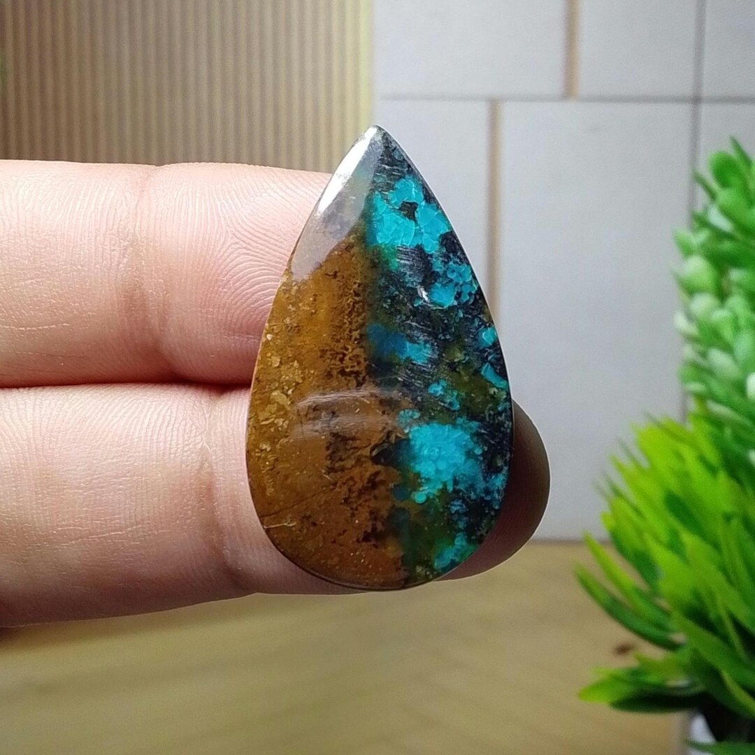 Blue Chrysocolla / Gemsilica Bacan / Size: 32x18x4 Mm - Etsy