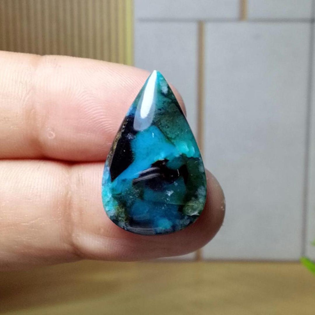 Small Gemsilica / Chrysocolla Bacan Cabochon / Gemstone Size: 24x15x5 ...