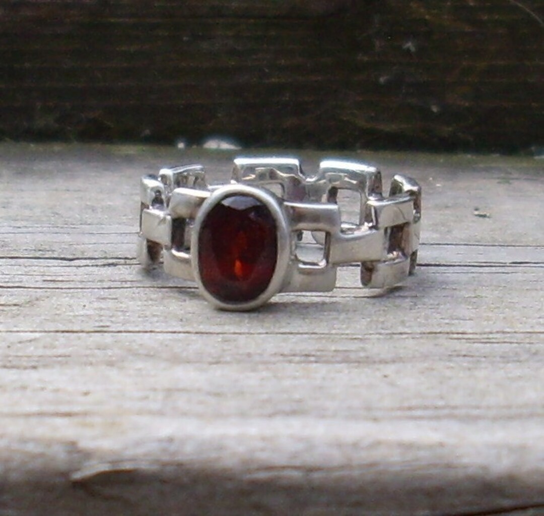 Handmade Garnet Sterling Silver Ring - Etsy