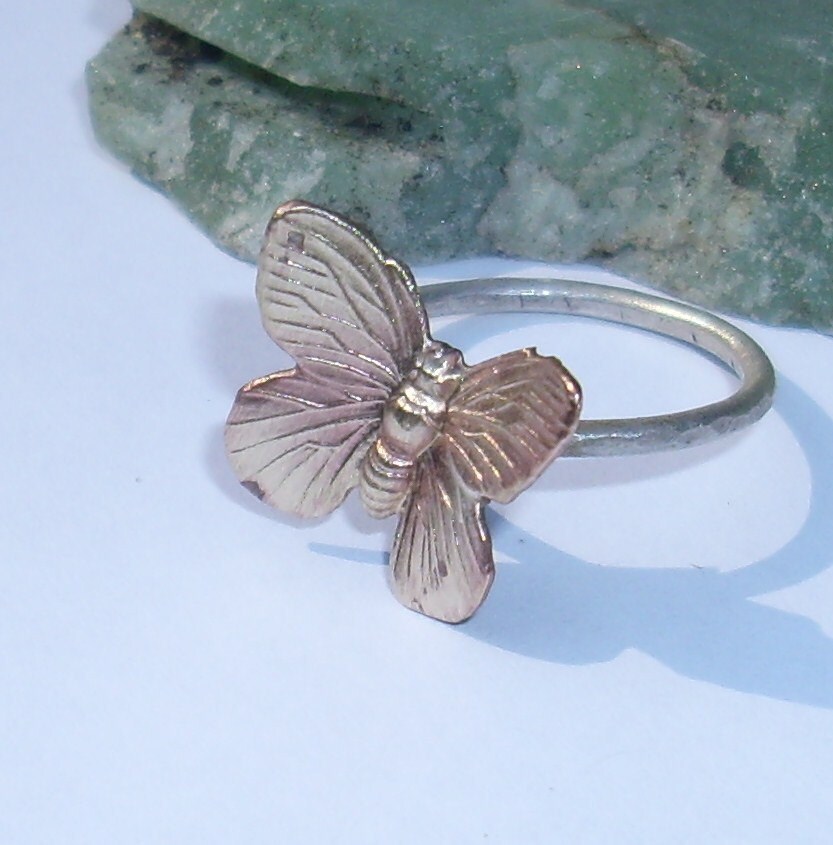 Butterfly Ring brass and Sterling Silver Made to Order - Etsy