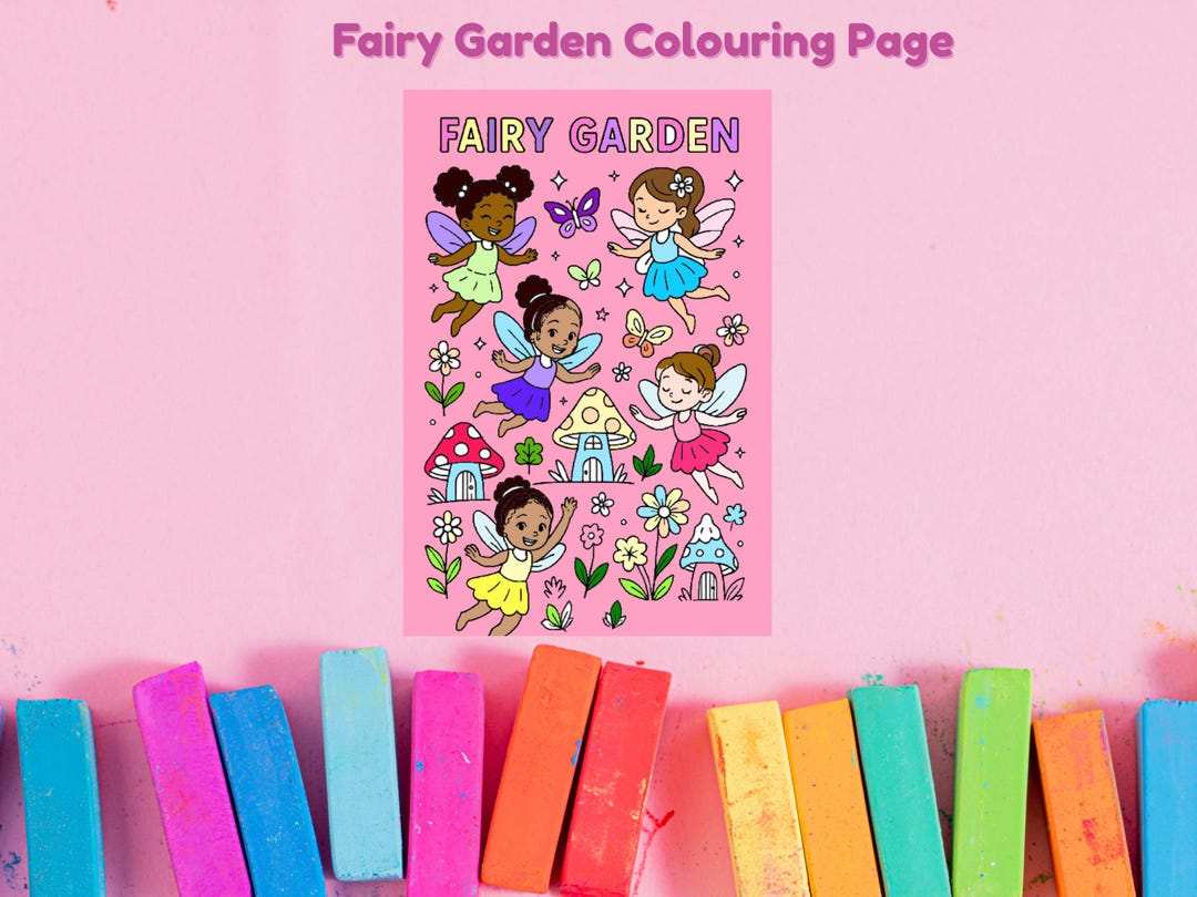 Fairy Garden Colouring Page- Printable- Instant Download- Kids Activity ...
