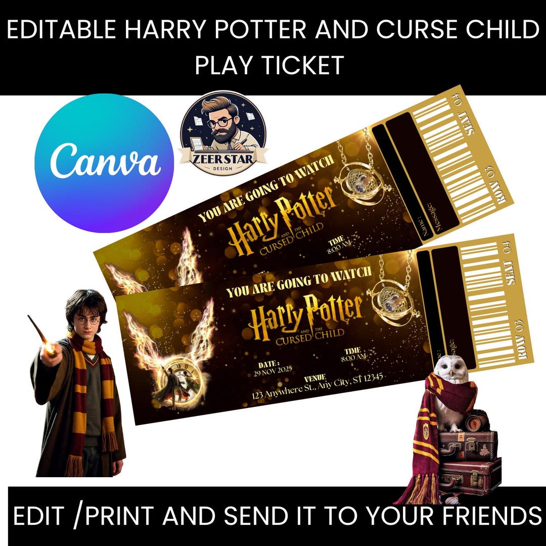 Editable Harry Potter Cursed Child Ticket, Keepsake Event Gift (digital ...