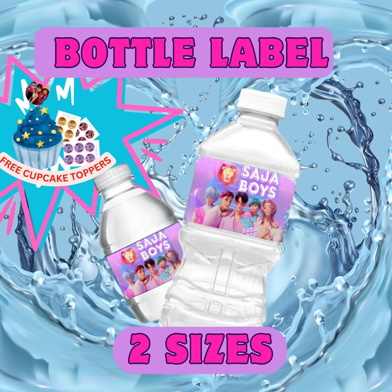 Kpop Demon Hunters Water Bottle Labels, Saja Boys Party Decor (PDF ...