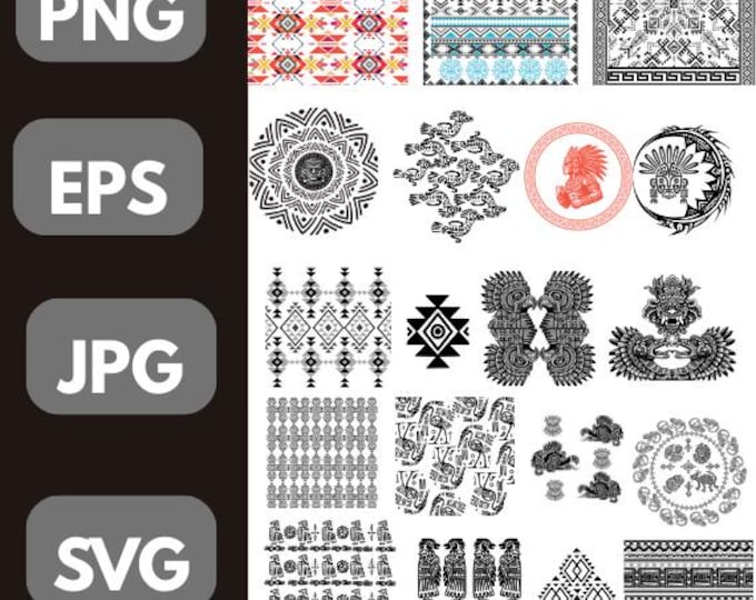 Aztec Pattern SVG, Tribal Pattern SVG, Aztec SVG 12 Geometric Elements ...