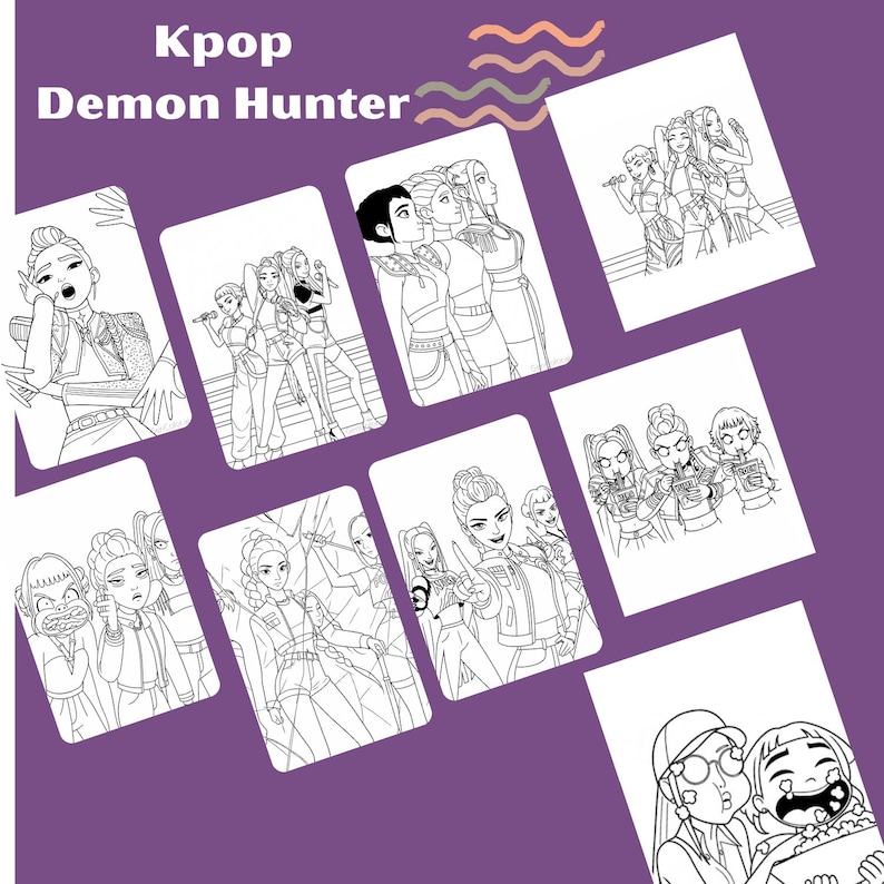 Demon Hunters Kpop Coloring Pages , Printable Kpop Activity Book for ...