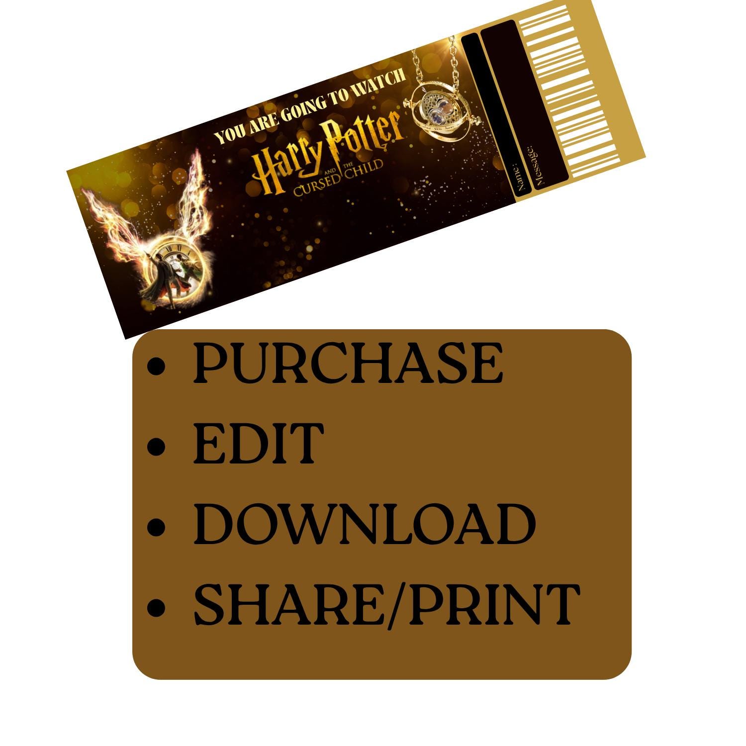 Editable Harry Potter Cursed Child Ticket, Keepsake Event Gift (digital ...
