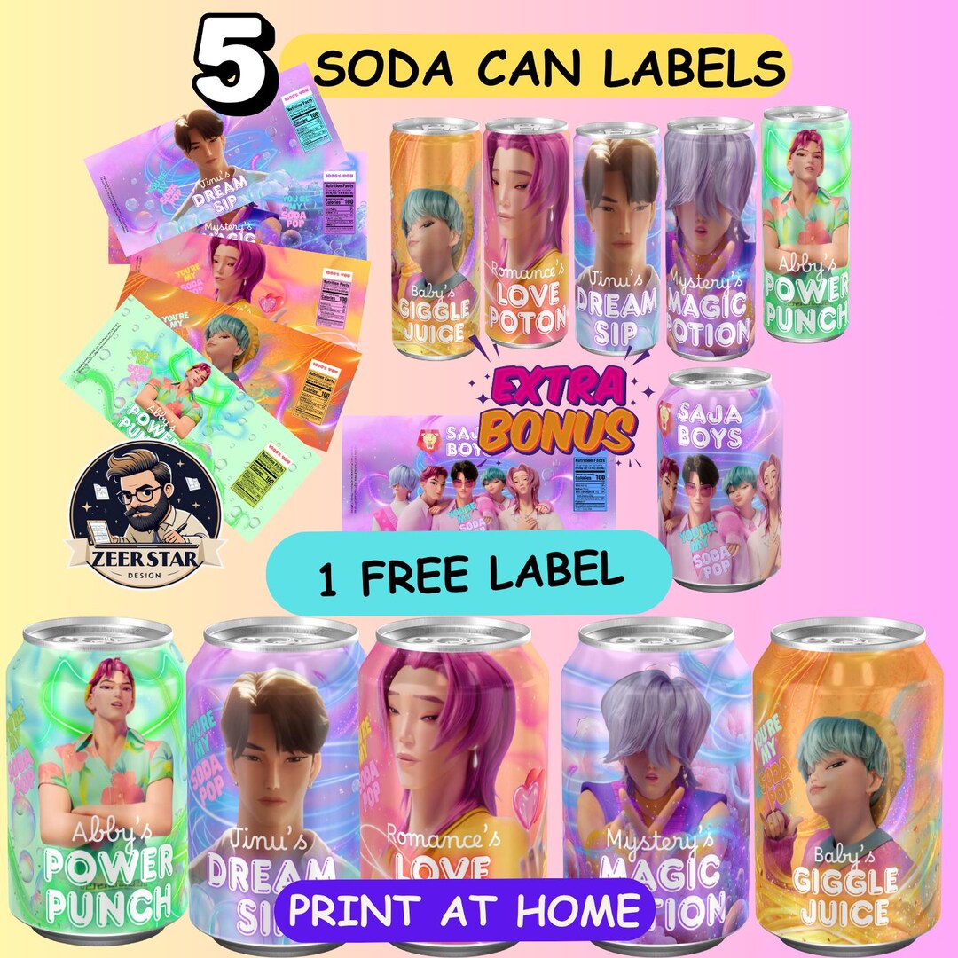 Saja Boys Soda Can Labels, K-pop Demon Hunters, Cosplay Party Decor ...
