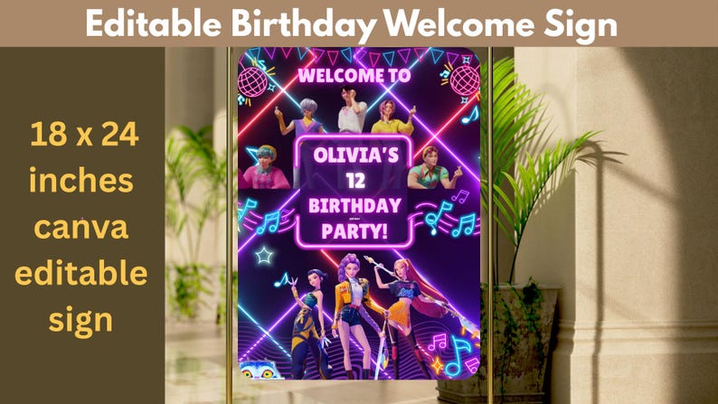 K-pop Demon Hunters Birthday Party Kit, Huntrix Invitation, Banner ...