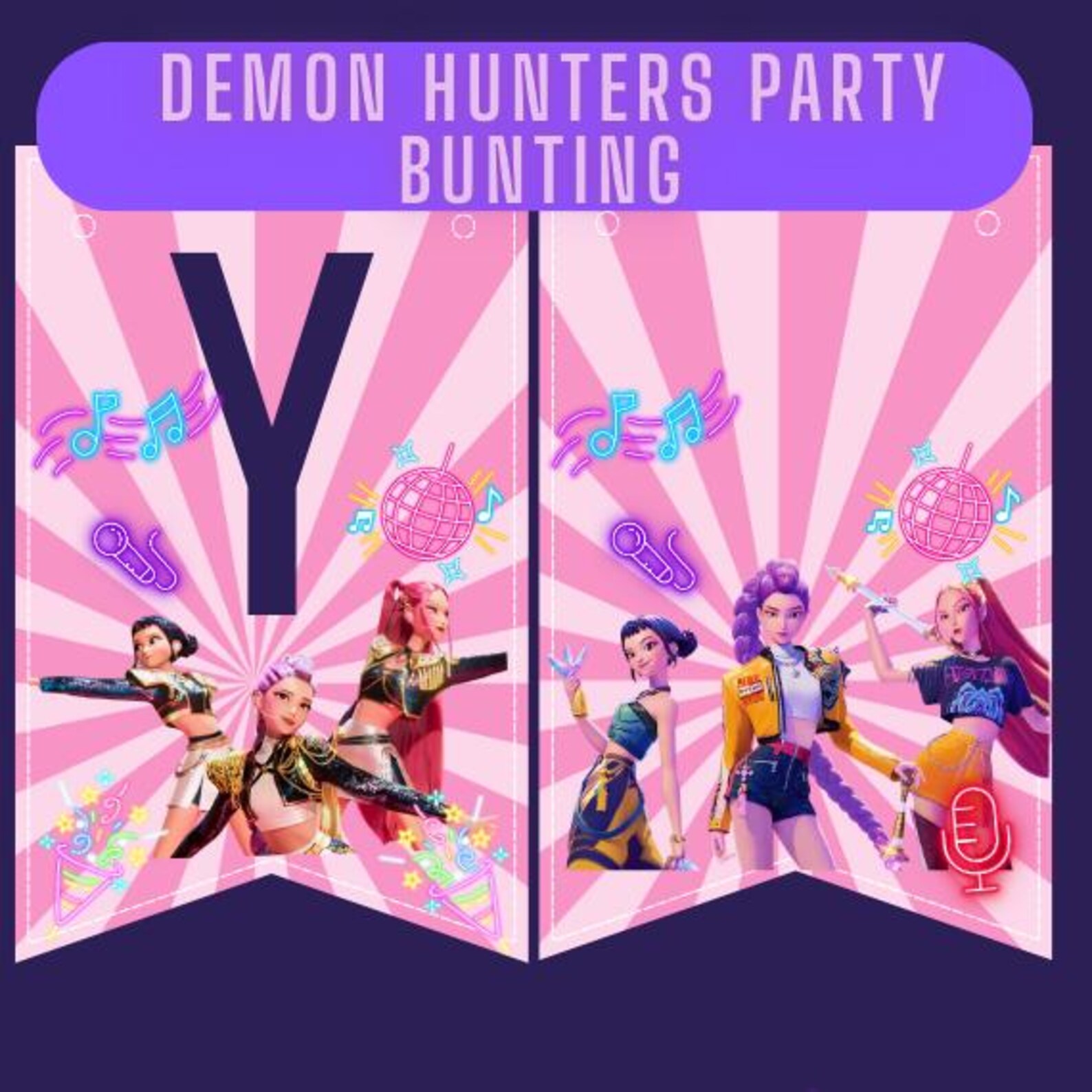 Printable Huntrix Party Banner: Anime K-pop Birthday Decor (PDF ...