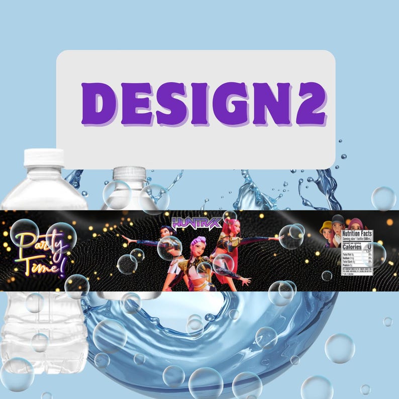 Huntrix Water Bottle Label Printable, Demon Hunter Party Favor, K-pop ...