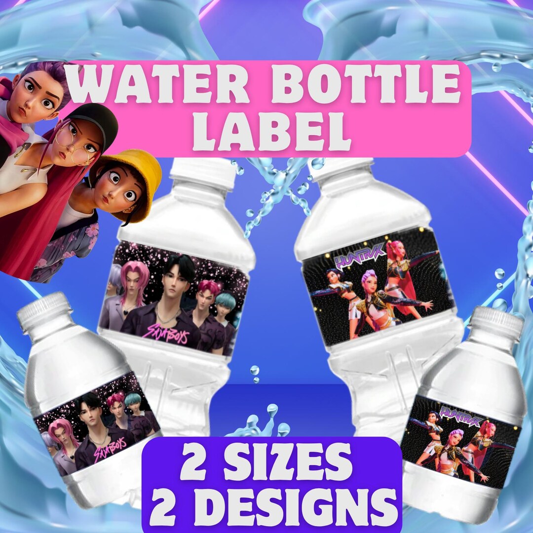 Kpop Demon Hunters Water Bottle Labels, Huntrix Party Decor (digital ...