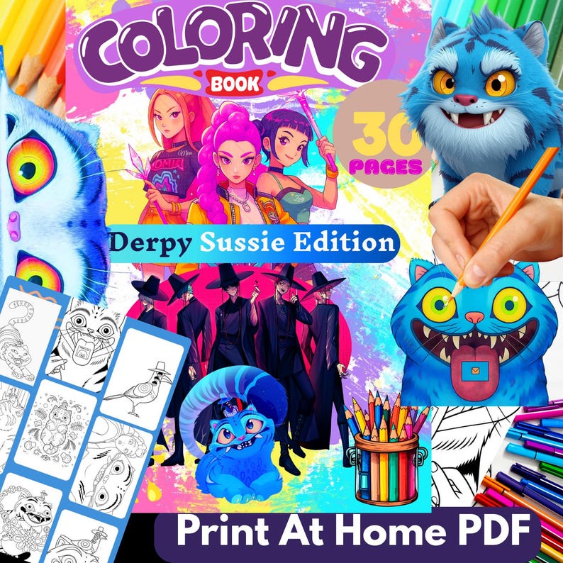 Derpy Creature Coloring Book, K-pop Demon Theme (PDF) - Etsy