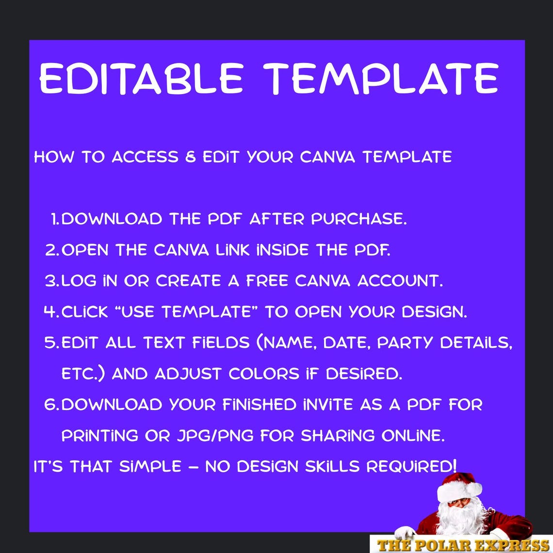 Polar Express Ticket, North Pole Train Ride, Canva Template (printable ...