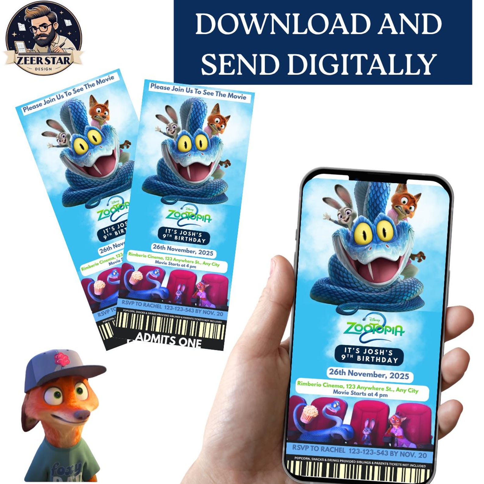 Editable Zootopia 2 Birthday Invitation, Canva Invite (digital Download ...
