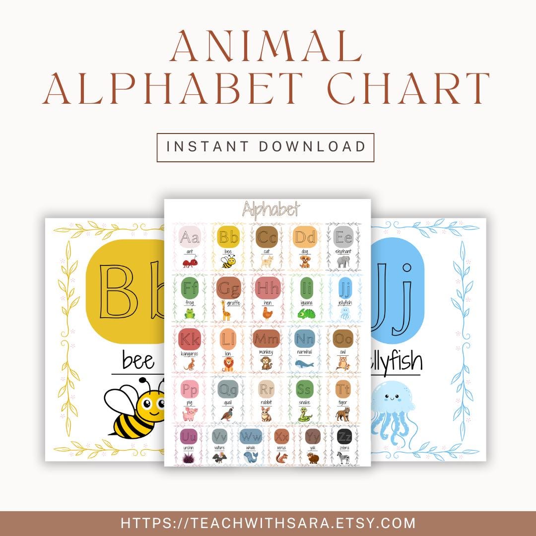 Alphabet Animals Printable | ABC Animal Flashcards for Kids | Preschool ...