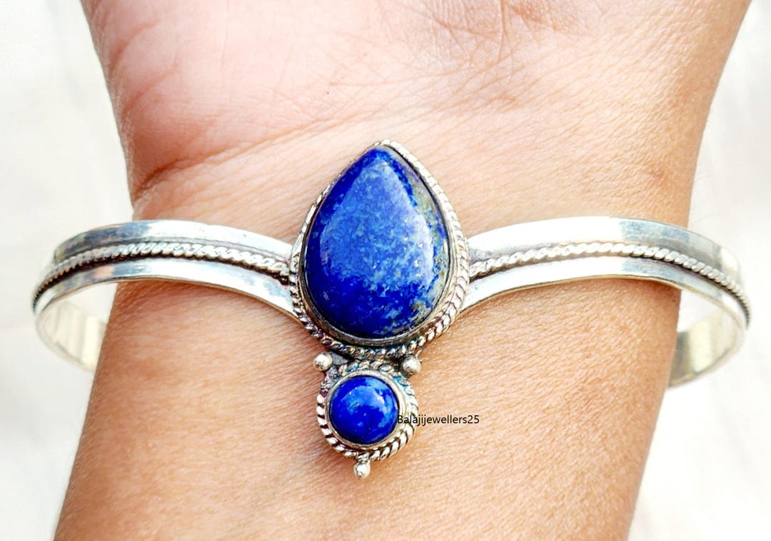 Handmade Lapis Lazuli Sterling Silver Bangle Cuff - Etsy