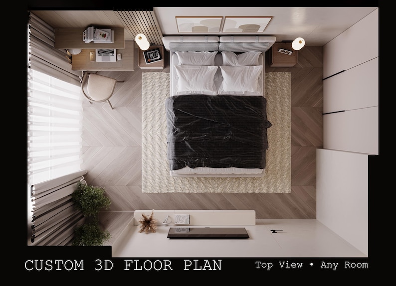 3D Floor Plan | Custom Room Layout | Top View Render for Any Room - Etsy
