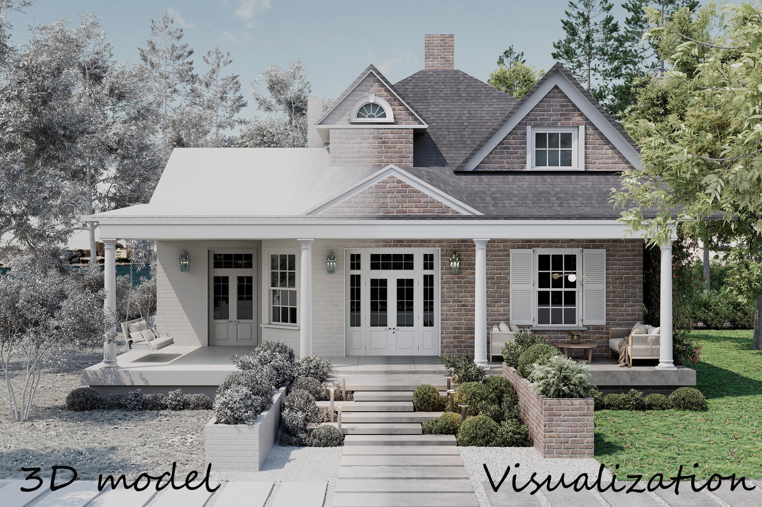 Custom 3D Exterior Remodel Visualization | Before/after House Facade ...