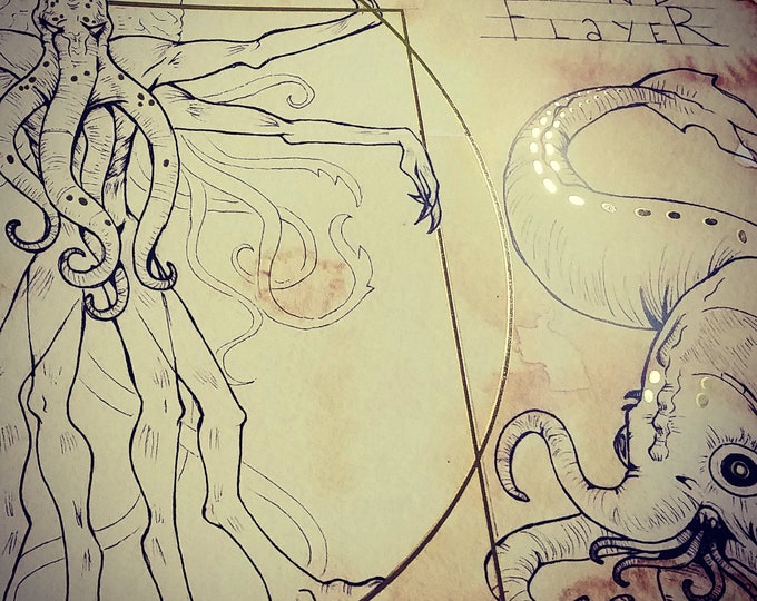 MIND FLAYER: Dnd Monster Gold Foil Prints 11x14 - Etsy