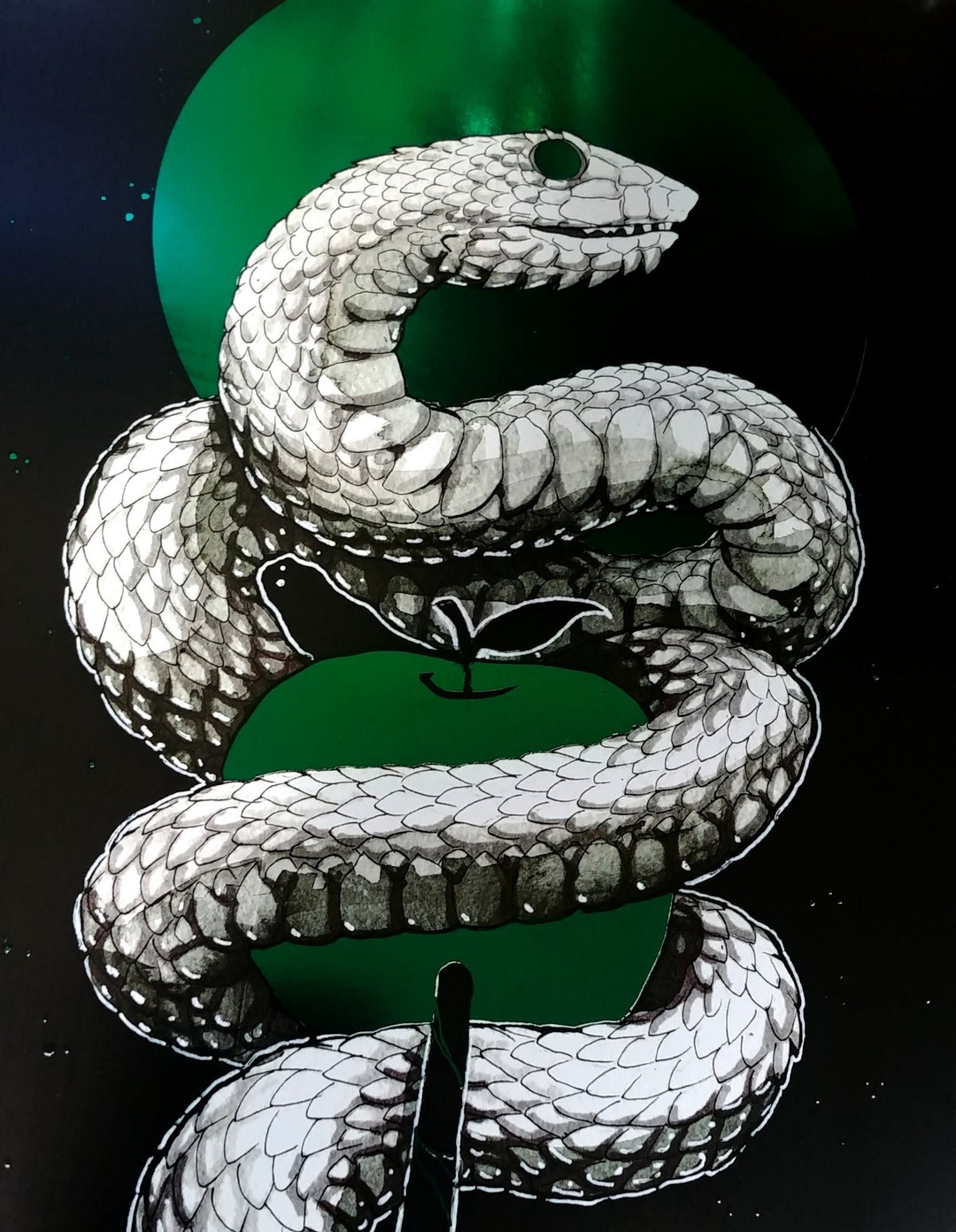 Knowledge Ink Painted Green and Red Foil Snake Mini Poster 11x17 - Etsy