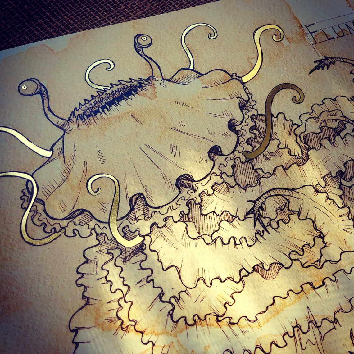 FLUMPH: Dnd Monster Gold Foil Print 11x14 - Etsy