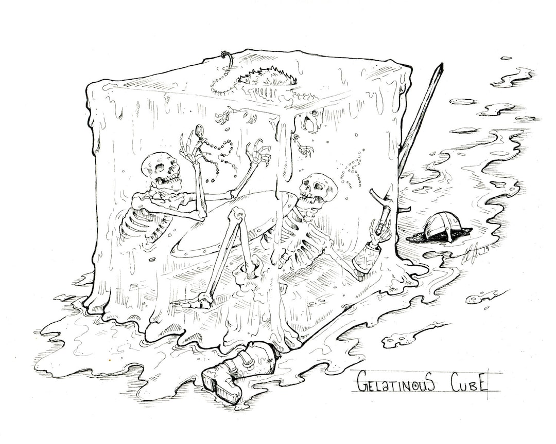 DIGITAL: Gelatinous Cube Coloring Page - Etsy