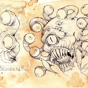 BEHOLDER: Dnd Monster Gold Foil Prints (11x14") - Etsy
