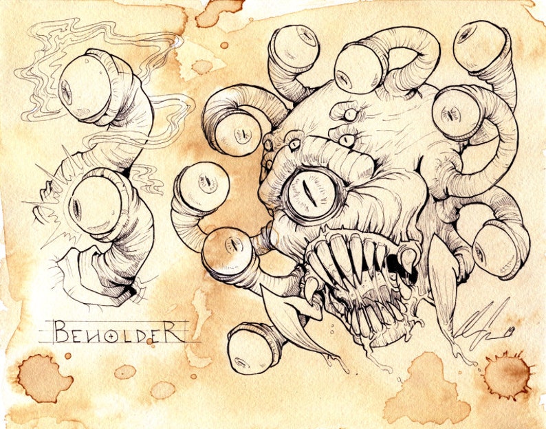 BEHOLDER: Dnd Monster Gold Foil Prints (11x14") - Etsy