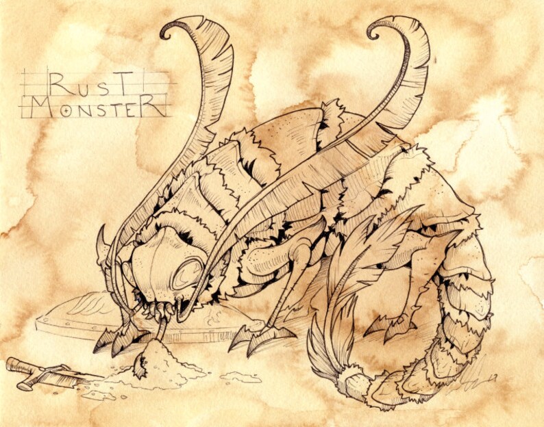 RUST MONSTER: Dnd Gold Foil Art Prints 11x14 - Etsy