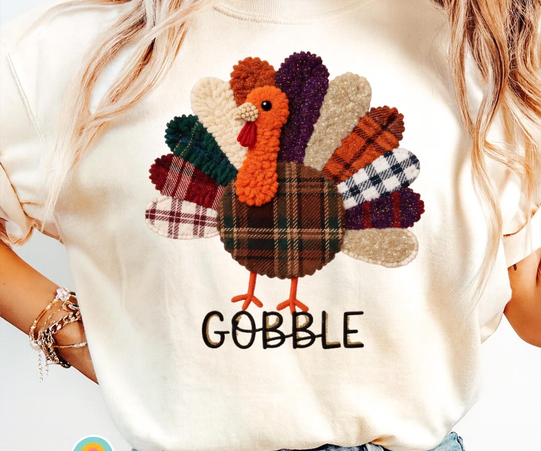 Thanksgiving Turkey PNG | Cozy Patchwork Gobble Design | Fall Plaid ...