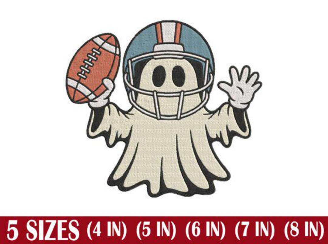 Halloween Ghost Football Embroidery Embroidery Design - Etsy