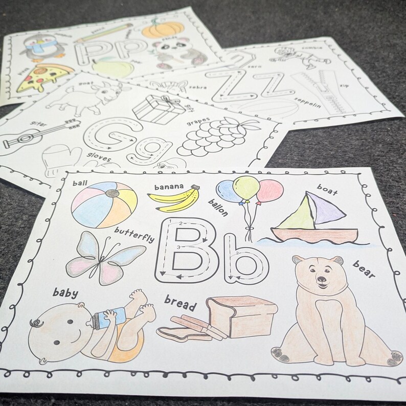 Alphabet Coloring Pages Book, Preschool Home Coloring Activity Tracing ...