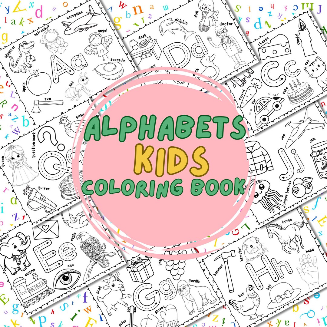 Alphabet Coloring Pages Book, Preschool Home Coloring Activity Tracing ...