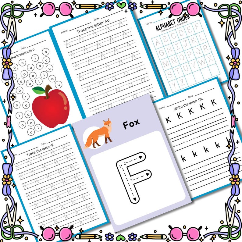 130+ Kids Alphabet Worksheets, Preschool Education Tracing Letter ...