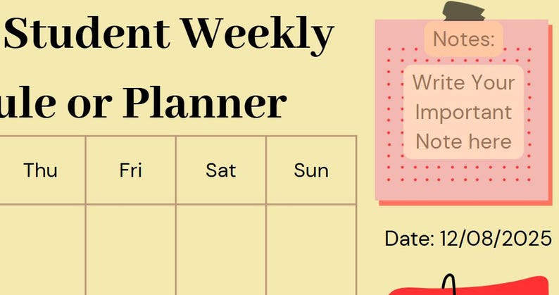 Editable Student Weekly Schedule, Student Weekly Planner, Daily ...