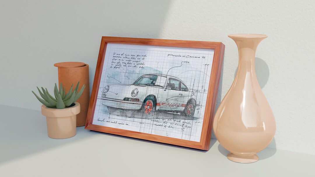 Porsche 911 Carrera ’72 Blueprint Poster | Classic Porsche Printable ...