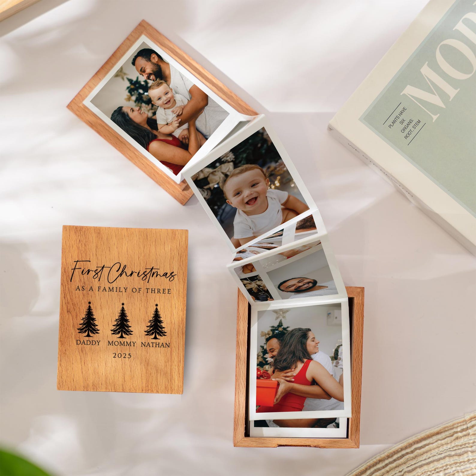 Family of Three Christmas Pull Out Photo Album,personalized Christmas ...