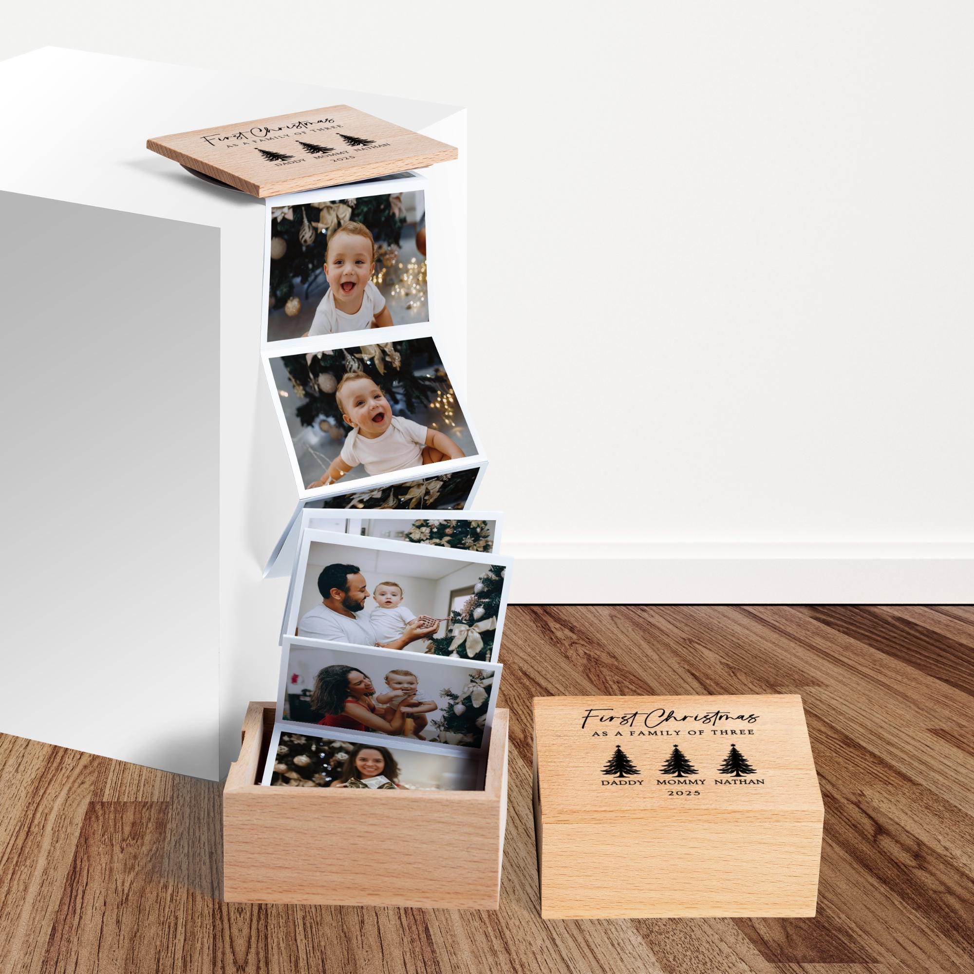 Family of Three Christmas Pull Out Photo Album,personalized Christmas ...