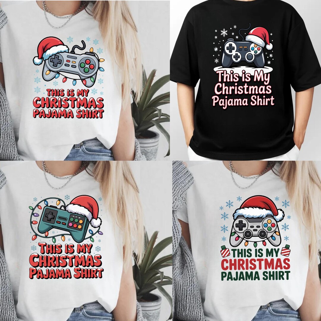 4 Bundle PNG, Gamer Christmas PNG, Funny Santa Controller Design ...