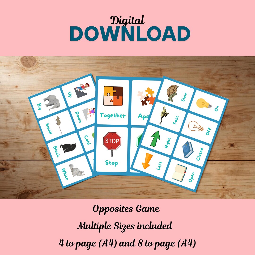 Opposites Game for Toddlers/preschoolers/children - Early Learning ...