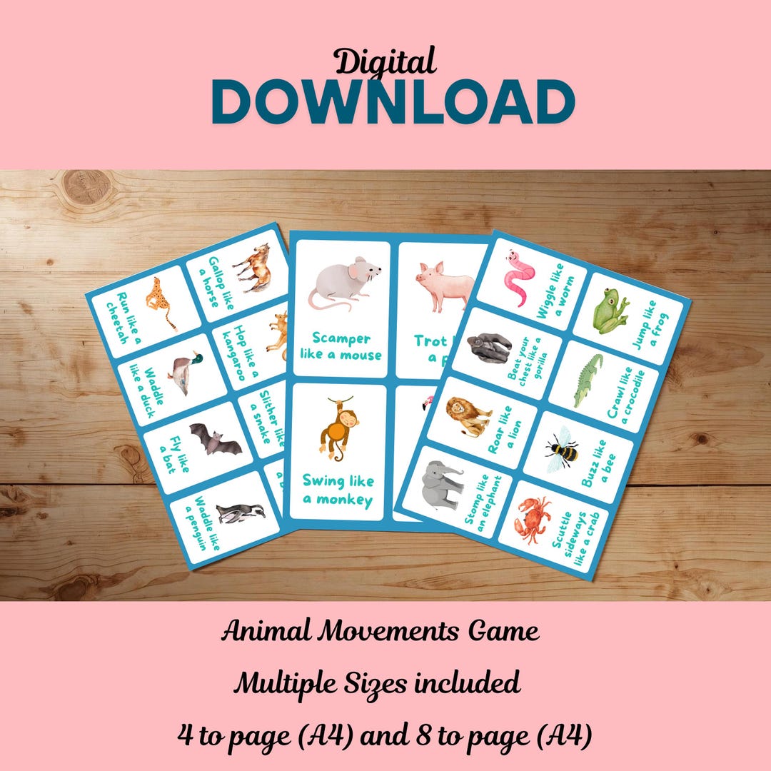 Animal Movements and Actions Game for Toddlers/preschoolers/children ...