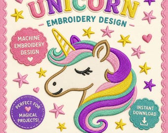Rainbow Unicorn Embroidery Design – Machine Pattern (5.87 X 5.09 In) - Etsy