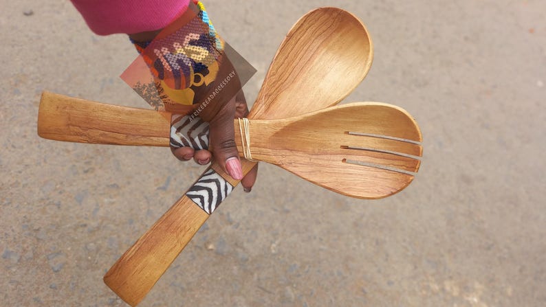 Maasai Handcrafted Wooden Kitchen Utensil Set, African Wooden Spoon ...