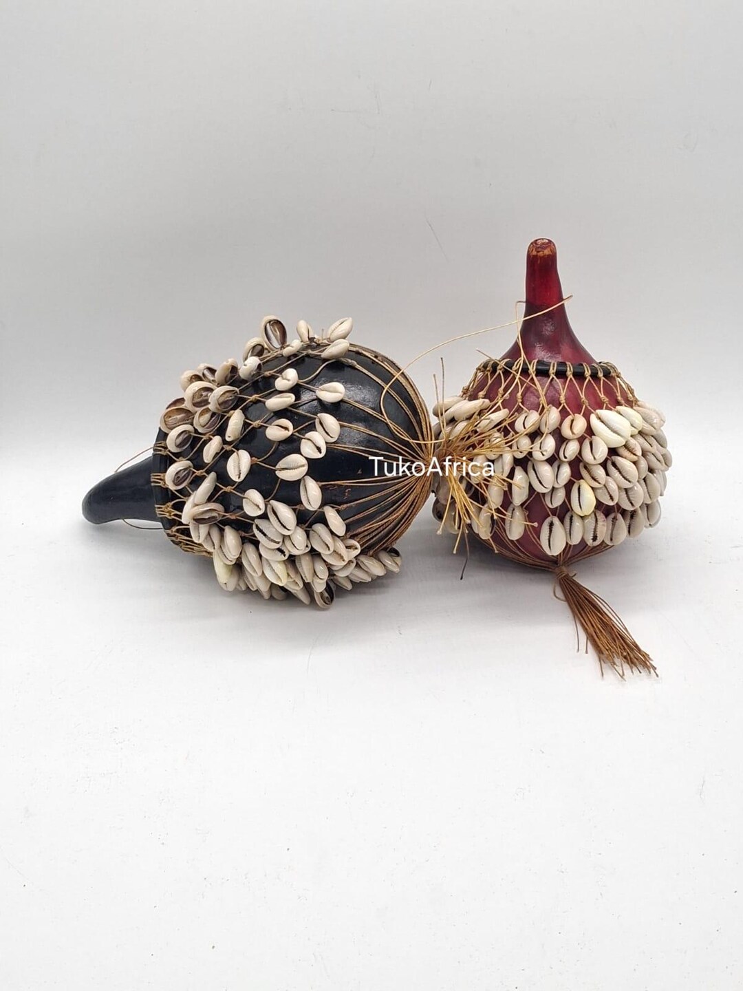 Handcrafted Cowrie Shell Gourd Rattles | African Shakers & Tribal ...