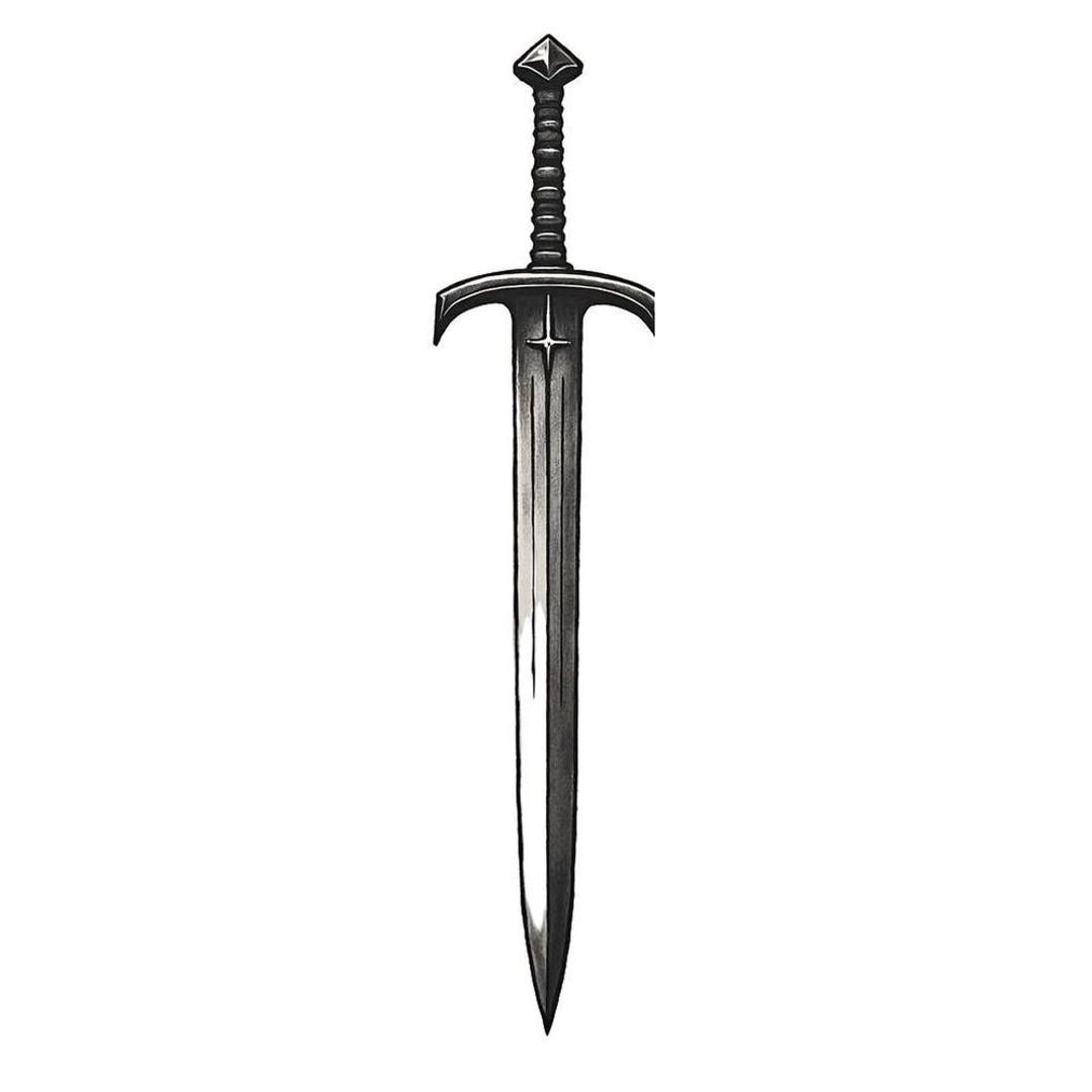 Medieval Sword Tattoo Stencil – Blackwork Line Art (4K PNG + A4 PDF ...