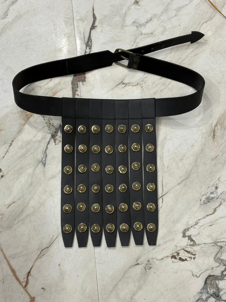 Leather Roman Apron Belt Heavy Brass Fittings LARP SCA Armor Medieval ...