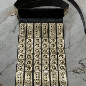 Handmade Black Leather Roman Centurion Apron Belt Brass Fittings LARP ...