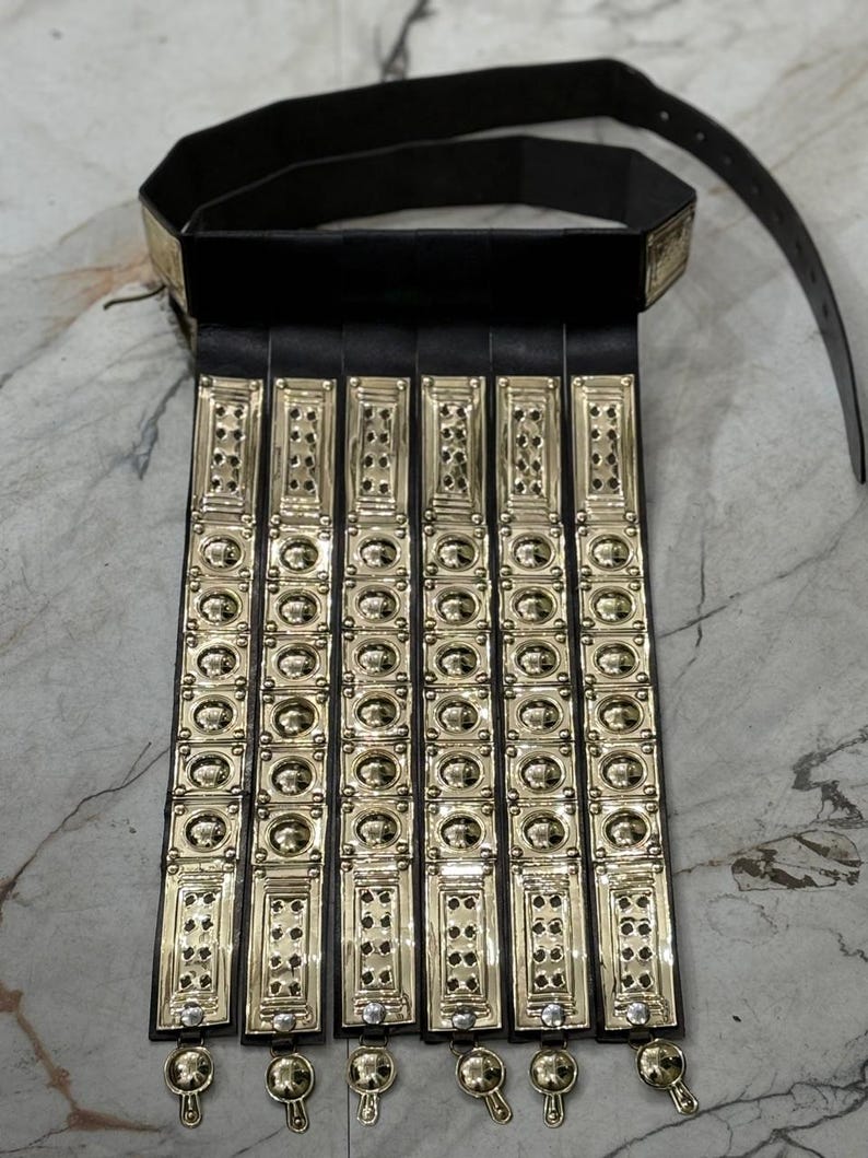 Handmade Black Leather Roman Centurion Apron Belt Brass Fittings LARP ...