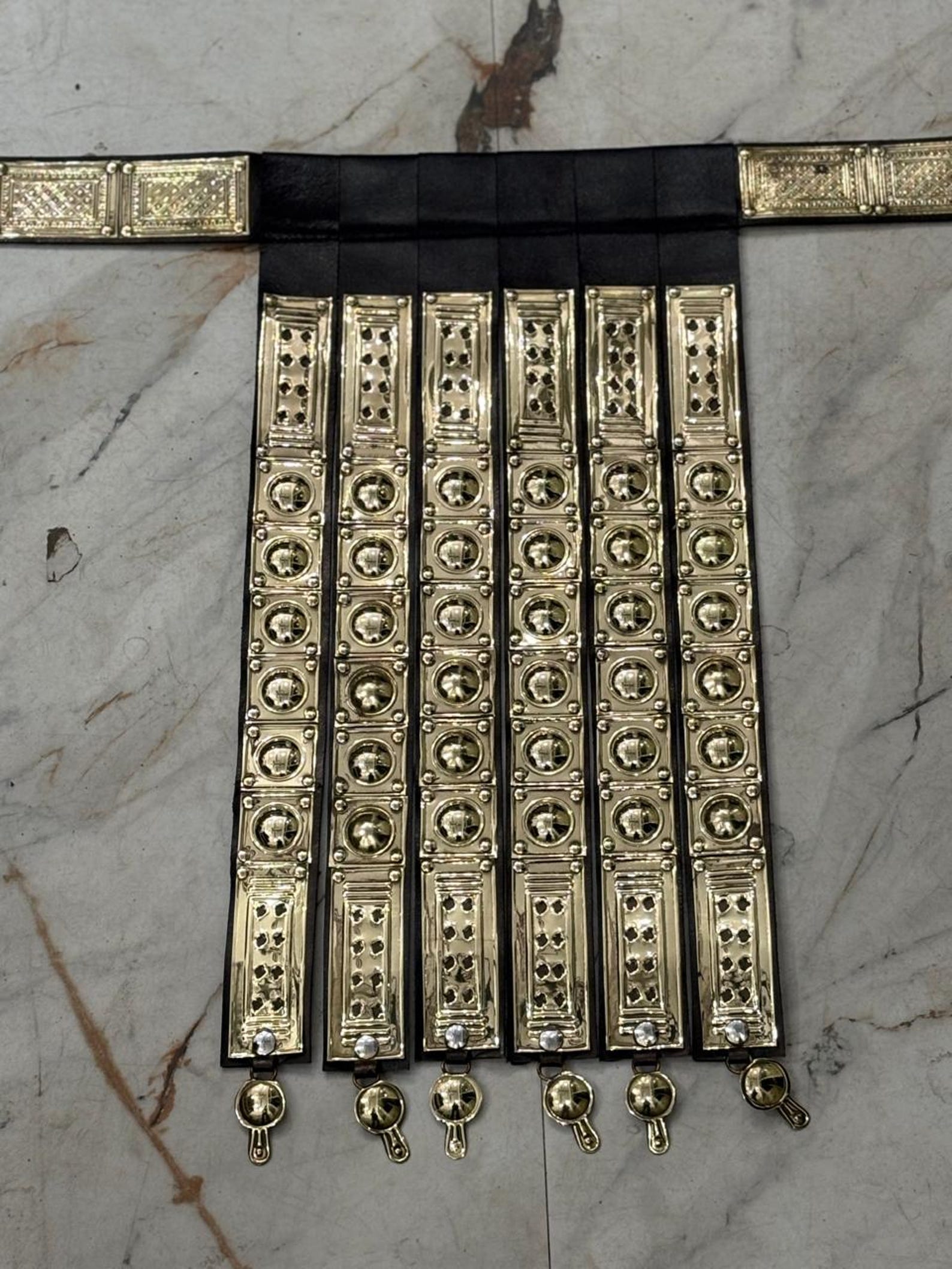 Handmade Black Leather Roman Centurion Apron Belt Brass Fittings LARP ...